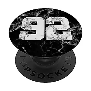 Number 92 Grey Black - Basketball Football Soccer Baseball PopSockets Grip and Stand for Phones and Tablets