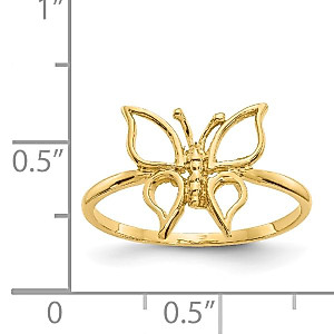 IceCarats 14K Yellow Gold Butterfly Wings Statement Ring Size 7