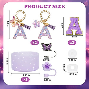 Liangang 9PCS Stanley Cup Accessories Set,Compatible with Stanley Cup 30oz 40oz,Including 2PCS Stanley Straw Cover and Boot,Spill Proof Stopper,2PCS Handle Charm, 2PCS Sticker Letter (Letter A)