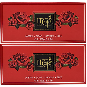 Maja Soap Sets Rectangle (3 x 3.1 Oz. Each) 18.6 Oz Total-2-PACKS(Sets) of 3 Soaps- - Jabon Perfumado
