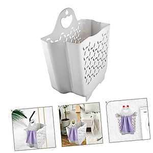 HOMOCONO Collapsible Laundry Basket Wall Laundry Hamper Folding Laundry Hamper Foldable Clothes Basket Wall Mounted Laundry Hamper Laundry Storage Basket Wall Mount Laundry Basket White Pp
