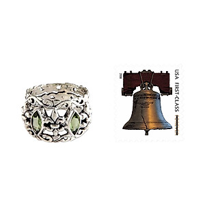 NOVICA Artisan Handmade Peridot Multistone Ring Sterling Silver from Indonesia Green Band Birthstone [ring Front 0.6 in L x 0.8 in W x 0.1 in H Band Width 9 mm W] ' Splendor in Green'