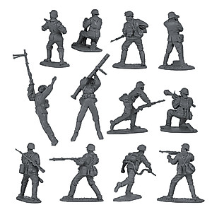 BMC CTS WW2 German Assault & Medics Plastic Army Men - 24pc Gray Soldier Figures