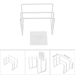 Cutting Board Rack, Lid Rack Wall Mounted Wrought Iron Cutting Board Rack,Self Adhesive Lid Cutting Chopping Board Countertop Rack Kitchen Organizer(White)