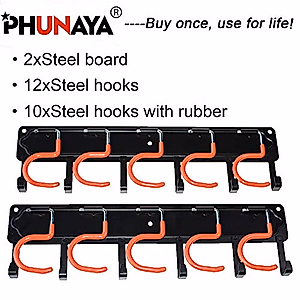 All Metal Garden Tool Organizer,Garage Organizer,Adjustable Storage System,Garage Wall Organizer for Rake,Broom and Yard Tools