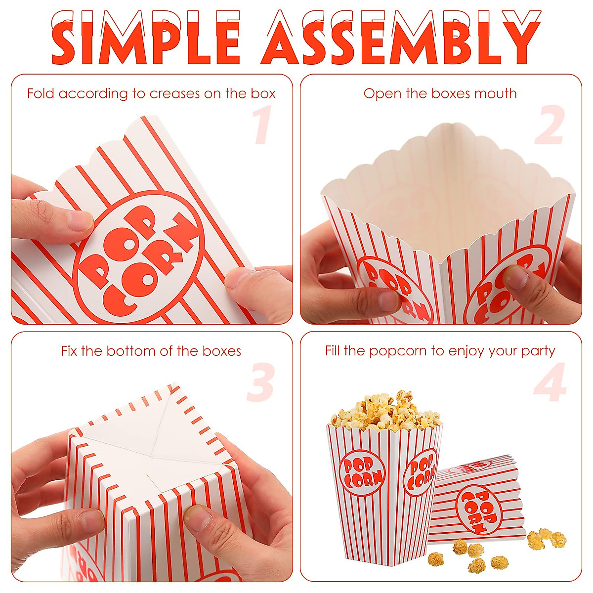 200 Pack Vintage Popcorn Boxes for Movie Nights