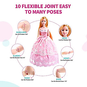 UCanaan 11.5 Inch Girl Doll and Closet Set with Clothes and Accessories-Lot 51 Items Including Fashion Dolls,Wardrobe, Trunk, Casual Wear, Dress, Swimsuits, Hangers, Shoes, Bags and Necklaces