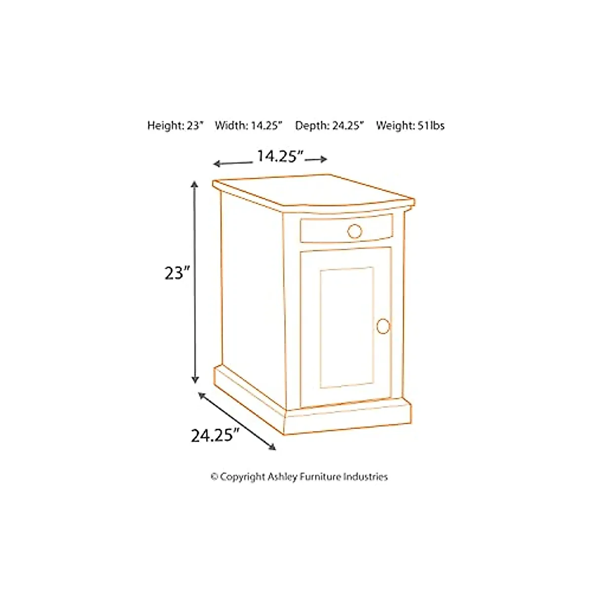 Signature Design by Ashley Laflorn Traditional Chair Side End Table with 2 USB Ports & Outlets, Medium Brown