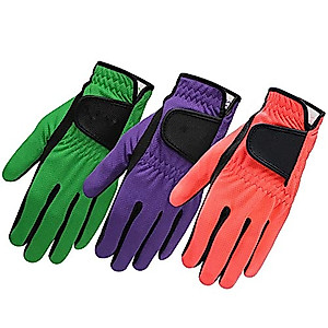 LAPooh Golf Glove Pack 1 Pcs Mens Golf Glove Left Hand 3D Mesh Non-Slip Micro Fiber Green Orange Purple Golf Gloves Men Golf Gloves (Color : 1 Pcs Left Hand P, Size : 26 X-Large)