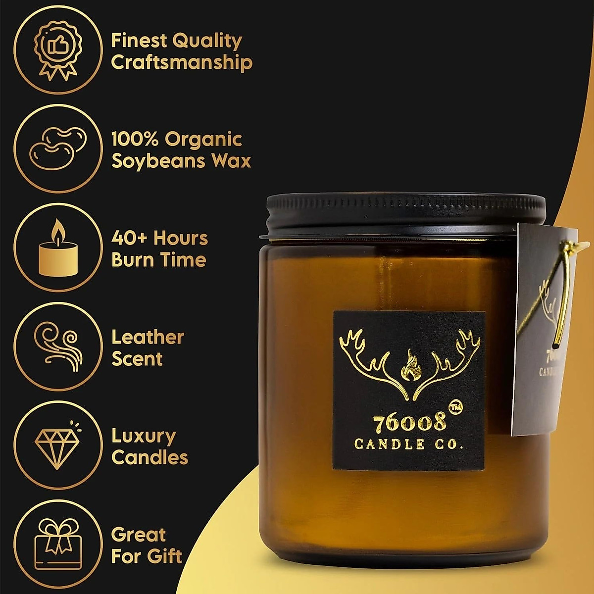 Leather Scented Candle | Fathers Day Gifts from son daughter | Scented Candles For Men | Men Scented Candles | Soy Wax Candles | Housewarming Gifts | Great Gifts for Dad |Masculine Scented Candle