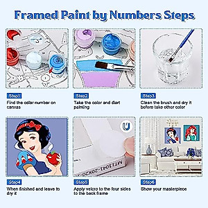 cupmod 4 Pack Cartoon Character Paint by Number for Kids Ages 4-8,Easy Acrylic Paint by Number for Kids On Canvas,Oil Painting Paint by Number Kits Gift for Kids(Framed)