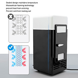 VBESTLIFE Car Fridge, USB Powered, Mini Fridge with Cooling and Heating Function, Isolated Cooling, Low Decibel, Energy Saving Semiconductor, for Cosmetics Beverages(Black)