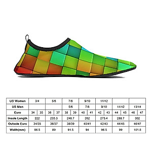 Mens Womens Quick Dry Barefoot Beach Pool Swim Diving Surf Aqua Sports Walking Yoga Water Shoes (Rainbow Colorful Blocks)