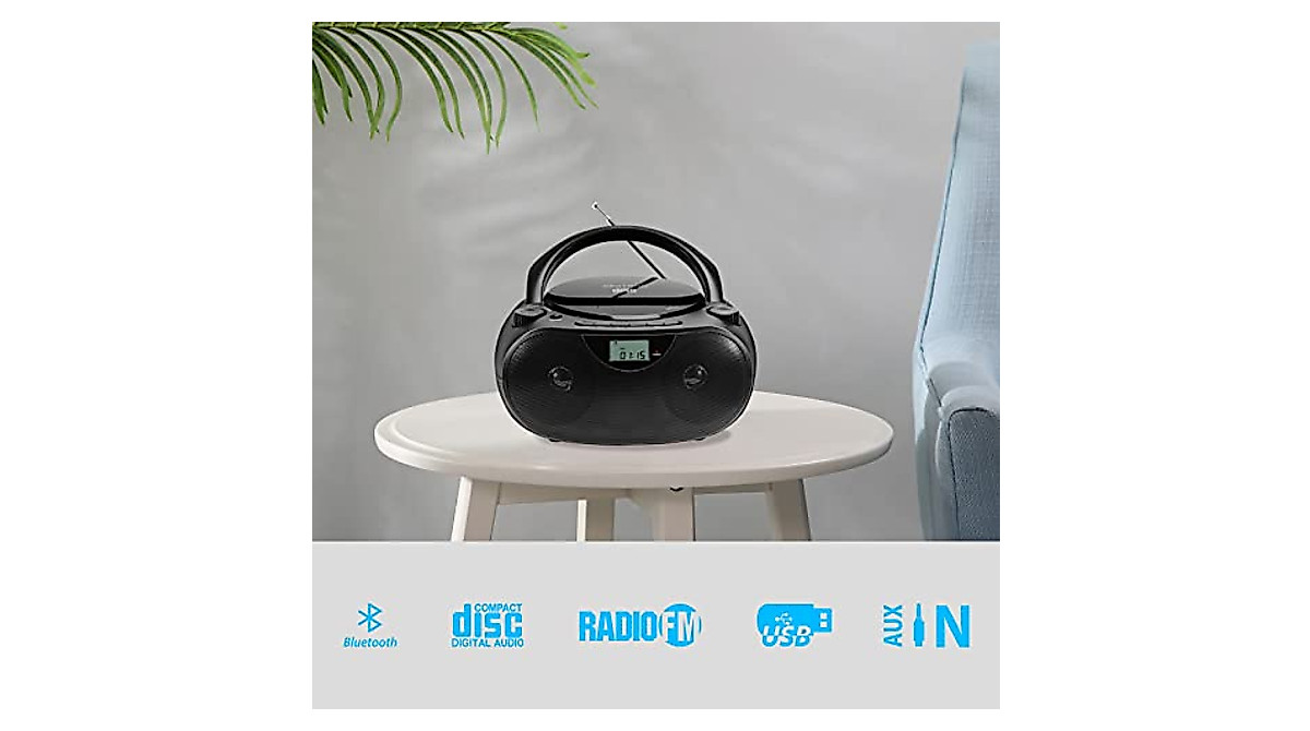 Nextron Portable Bluetooth CD Boombox | AM/FM Radio & USB