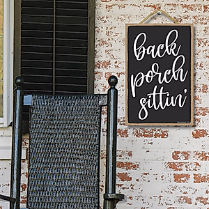 Honey Dew Gifts, Back Porch Sittin, Garden Porch Decor, Patio Wall Hangings, Decorative Wood Sign, 7 inch by 10.5 inch, 76574