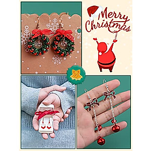 12 Pairs Christmas Dangle Earrings, Kalolary Christmas Tree Santa Claus Bow Jingle Reindeer Snowflake Plated Alloy Xmas Earrings Christmas Themed Pierced Hook Drop Earrings for Women