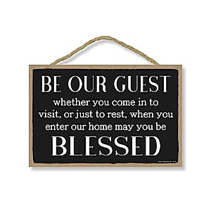 Honey Dew Gifts, Be Our Guest, Wall Hanging Sign, 7 Inch by 10.5 Inch, Front Door Decorations, Welcoming Sign for Vacation Rental, Housewarming Gift, Summer Decorations for Home, 76293