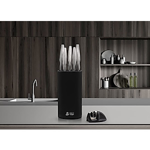 DDF iohEF Kitchen Knife Set with Block, 7 Piece Premium High Carbon Stainless Steel Knives Set with Knife Sharpener, Ultra Sharp Knife Block Set