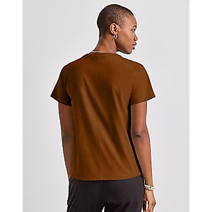 Hanes Comfortblend Originals Cotton T-Shirt, Classic Crewneck Women's Tee, Curved Back Hem, Natural, Large