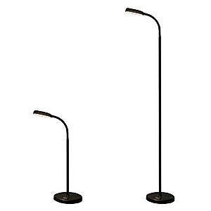 KOZIS Cordless Rechargeable FlexLamp | 2-in-1 Desk Floor Customizable | 3 Colors Adjustable Gooseneck | Stepless Dimming | Lamp for Piano Craft Bedroom Office Study Reading Camping (Matt Black)