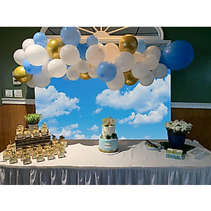 WR Blue Sky White Cloud Backdrop Sky Cloud Photography Background Kids Birthday Baby Shower Wedding Party Decoration Studio Props 7x5FT