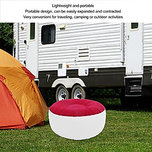 Inflatable Stool Ottoman Footrest, All Weather Foot Rest Indoor or Outdoor Use, Portable Flocking Inflatable Stool Ottoman Pouf Footstool for Home Patio Garden, Camping, Travel