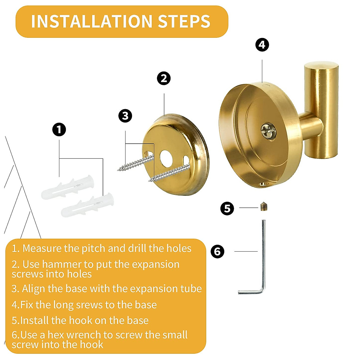 Vuzvuv 2 Pack Gold Towel Hook for Wall Modern Bathroom Kitchen Coat Robe Clothes Hook for Wall Holder Waterproof Brushed Gold SUS304 Stainless Steel Hooks