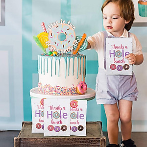 50 PCS Donut Candy Bags Thanks A Hole Bunch Stickers Donut Grow Up Party Decoration, Donut Birthday Goodie Bags Donut Theme Party Supplies Baby Shower Doughnut Time Supplies for Kids Girls