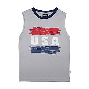 Spalding Boys Americana Athletic Active Mesh Muscle Tank Top and Shorts Set, Grey, 4