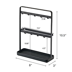 Yamazaki Home Key Rack - Modern Hook Organizer Stand Steel One Size Black
