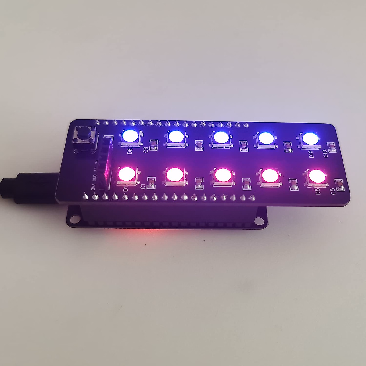DIYmall ESP32 DEVKIT V1 ESP32-WROOM-32 Development Board + Assembled RGB LED Status Indicator Addressable PCB Shield for Arduino IOT BME280 DIY Project