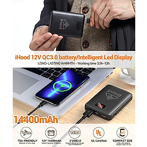 Men's Heated Jacket with Detachable Hood, Waterproof Winter Outdoor Heating Jackets for Men (Battery Pack Included)