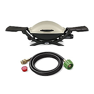 Weber Q 2000 Portable Liquid Propane Gas Grill (Titanium) Starter Bundle (2 Items)