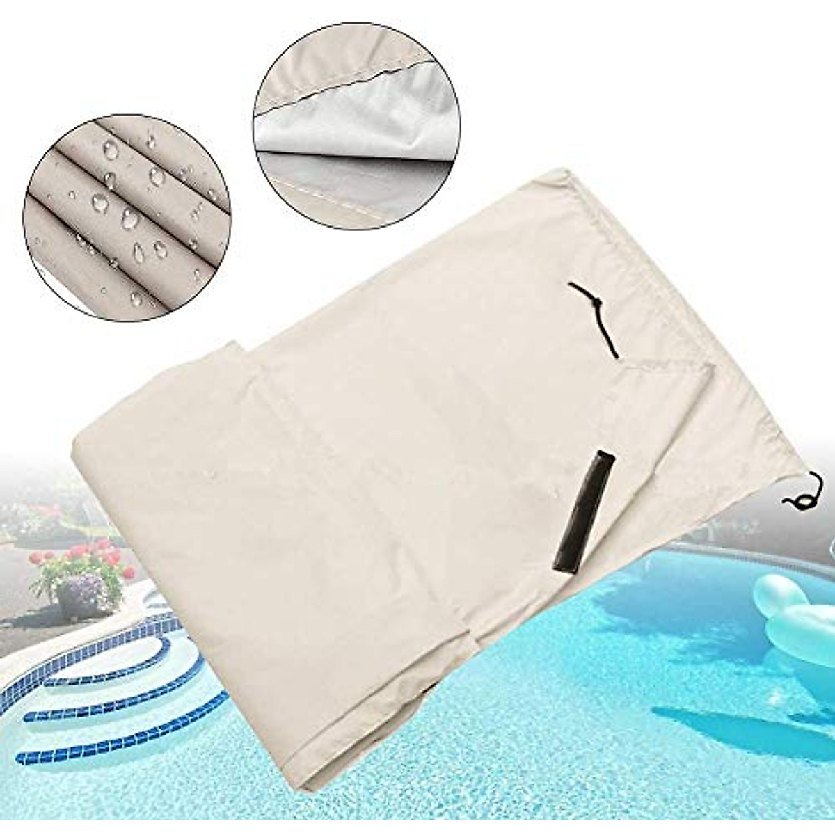 Wifehelper Swimming Pool Cover, Waterproof Beige Open Air Swimming Pool Roll Cover Protector Ground Swimming Pools Cover for Outdoor Heavy Duty Garden(S：490 x 96cm / 192.9 x 37.8in)