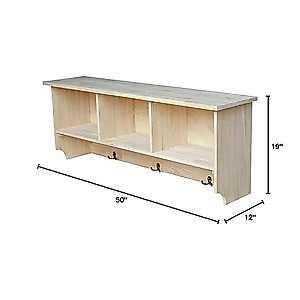 IC International Concepts Storage Wall Shelf Unit, Unfinished