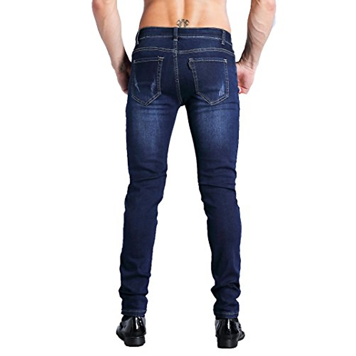 ZLZ Slim Fit Jeans, Men's Younger-Looking Fashionable Colorful Comfy Stretch Skinny Fit Denim Jeans, Blue Jeans Pants for Men Size 34