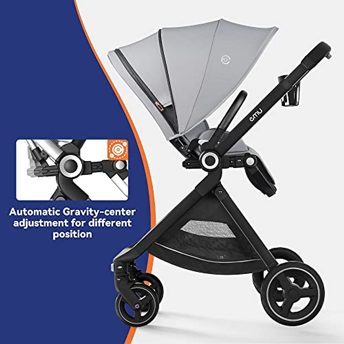 Baby Stroller, ELITTLE EMU Toddler Stroller with Reversible Seat, 0-36 Months Full-Size Stroller Convenient for Various Travel Venues or Vehicles Carrying