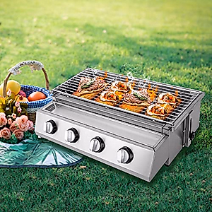 Barbecue Grill BBQ Propane Gas Grill, Stainless Steel Patio Garden Barbecue Grill