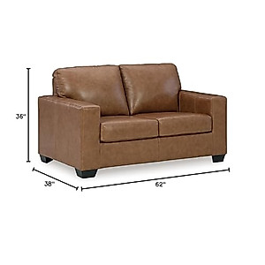 Signature Design by Ashley Bolsena Contemporary Leather Match Loveseat, Dark Brown