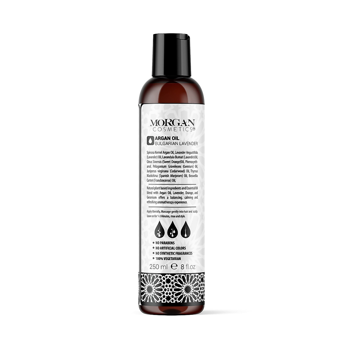Morgan Cosmetics 8 Oz EWG Certified Sulfate Free Argan Oil Shampoo Lavender for Damaged Hair - Argan Shampoo Is Also Paraben Free and Synthetic Fragrance Free (Made in USA)