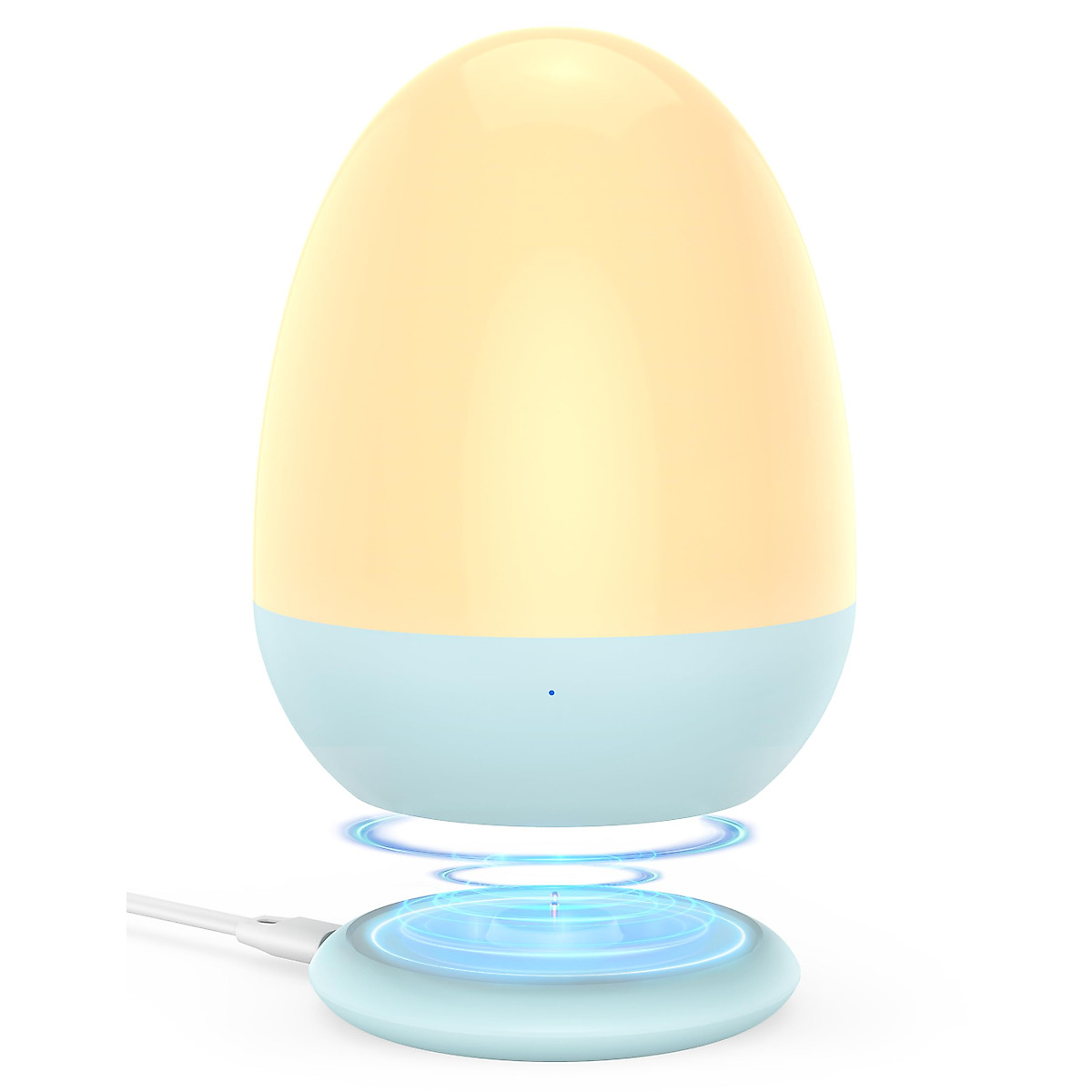 JolyWell Night Lights for Kids with Stable Charging Pad, Touch Control&Timer Setting, ABS+PC Baby Egg Lamp for Breastfeeding，Blue