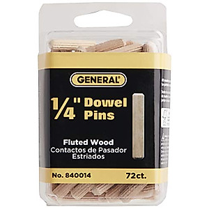 General Tools 840014 1/4-Inch Fluted Wood Dowel Pins, 72-Pack