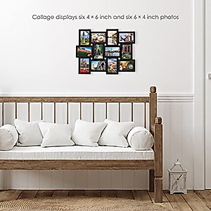 Melannco 12 Opening Collage Frame, Displays 4x6 and Six 6x4 Inch Photos, Black