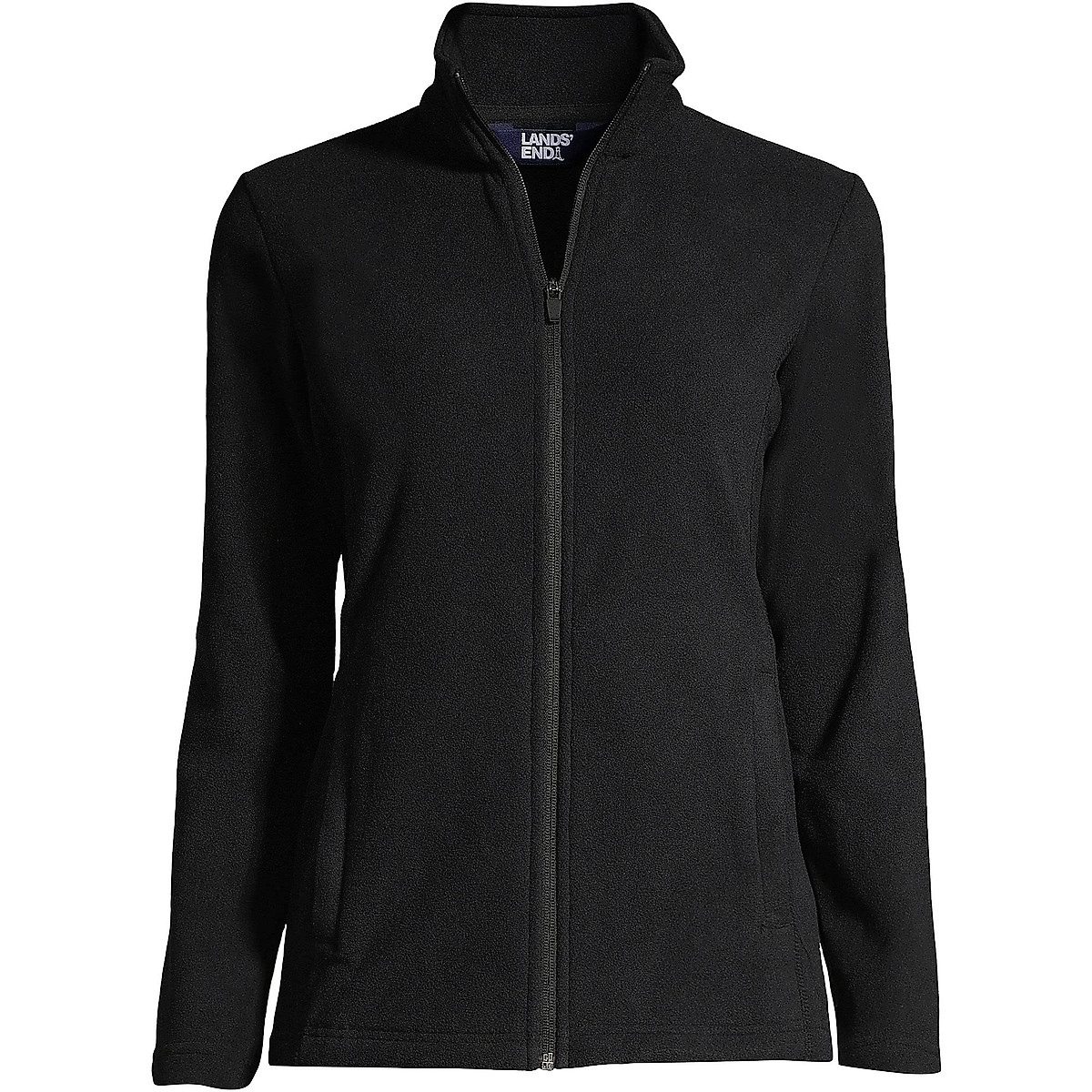 Lands' End Womens Full Zip Fleece Jacket Black Regular Large