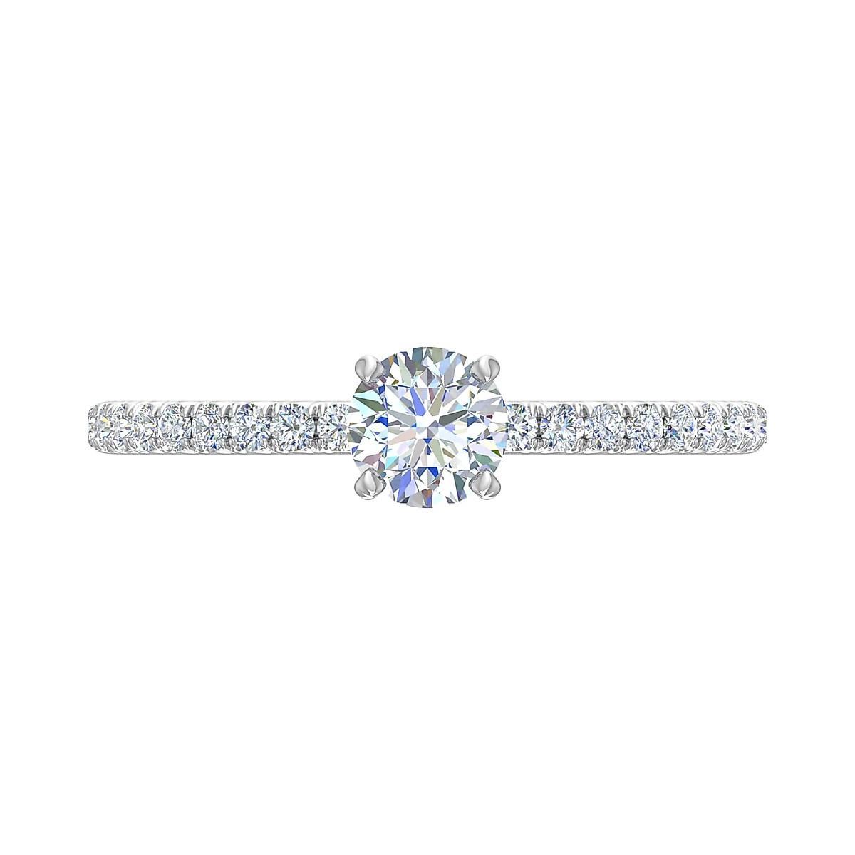 1/2 Carat Prong Set Solitaire Diamond Engagement Ring Band in 14K White Gold (Ring Size 7)