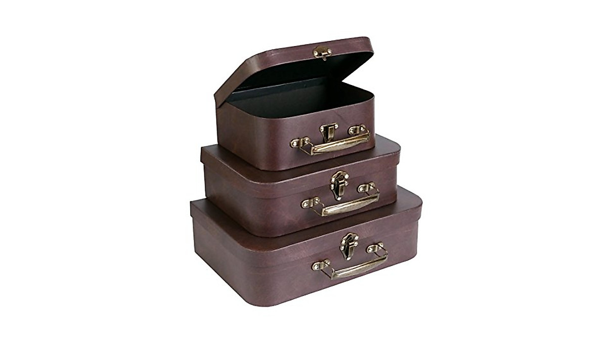 Vintage Paperboard Suitcases Set of 3 - Elegant Decorative Storage