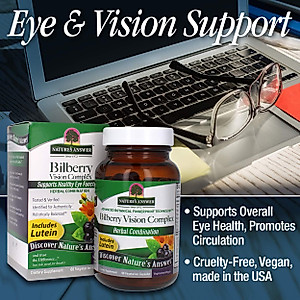 Nature's Answer Bilberry Vision Complex for Eyes Vegetarian Capsules, 60-Count | Promotes Overall Eye Health