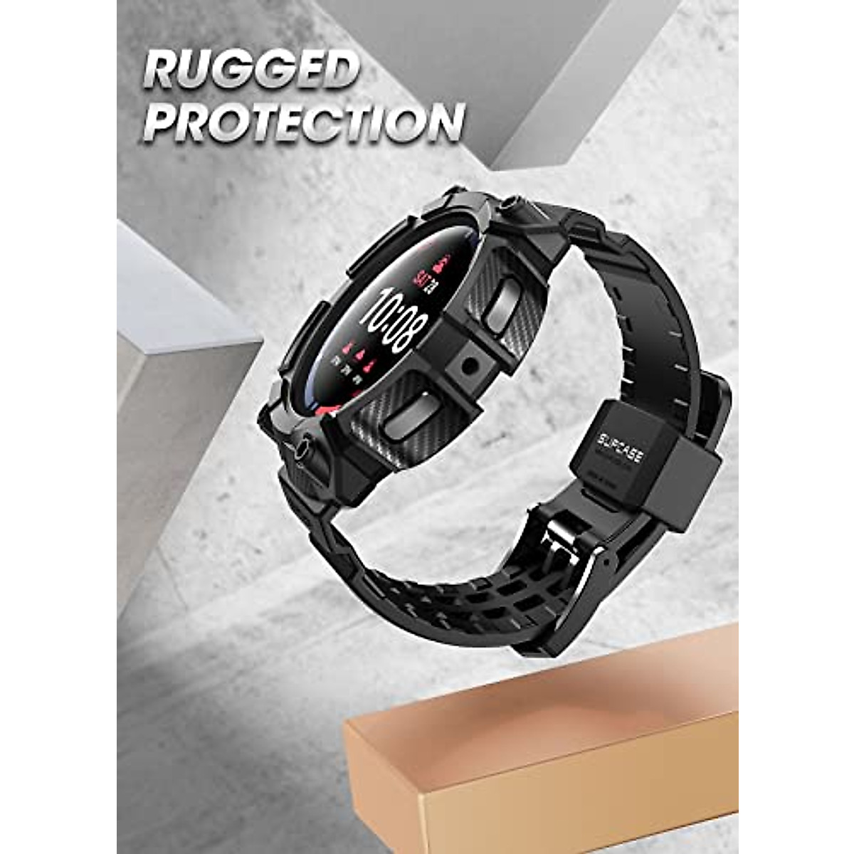 SUPCASE Unicorn Beetle Pro Series Rugged Protective Case with Strap Bands for 45-mm Galaxy Watch 5 Pro (2022), Black
