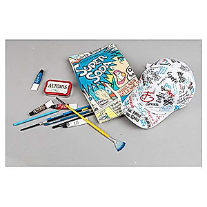 Flipper Designer Graffiti Doodle Cotton Baseball Cap for Men Women, Kpop Hat w/Curve Brim (White/Multi, Free Size)