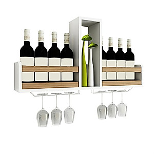 Stylish Simplicity Wine Cabinet Wall Hanging Wine Rack Wine Shelf Restaurant Wine Holder, PIBM, Wood Color
